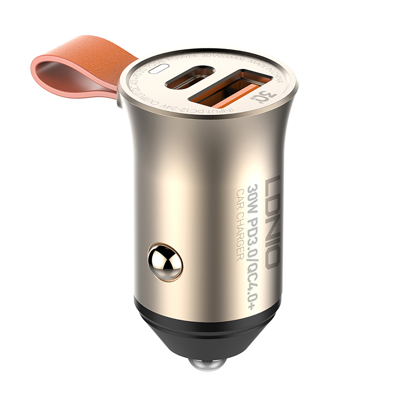 MS Mobile. Auto punjac LDNIO C509Q USB + PD QC4.0 30W + Type C na lightning kabal zlatni