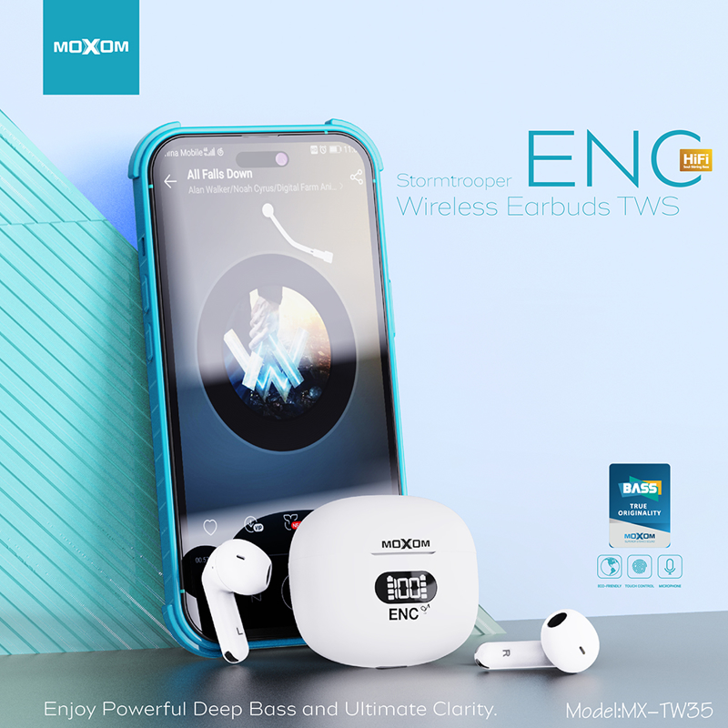 MS Mobile. Slusalice Bluetooth Airpods Moxom MX-TW35 bele